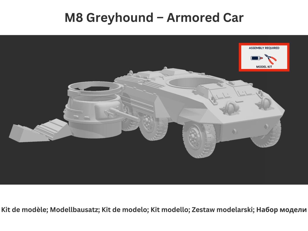 M8 Greyhound 3D Printed Armoured Car Model Kit FDM PLA 1/76 1/72 1/56 1 ...