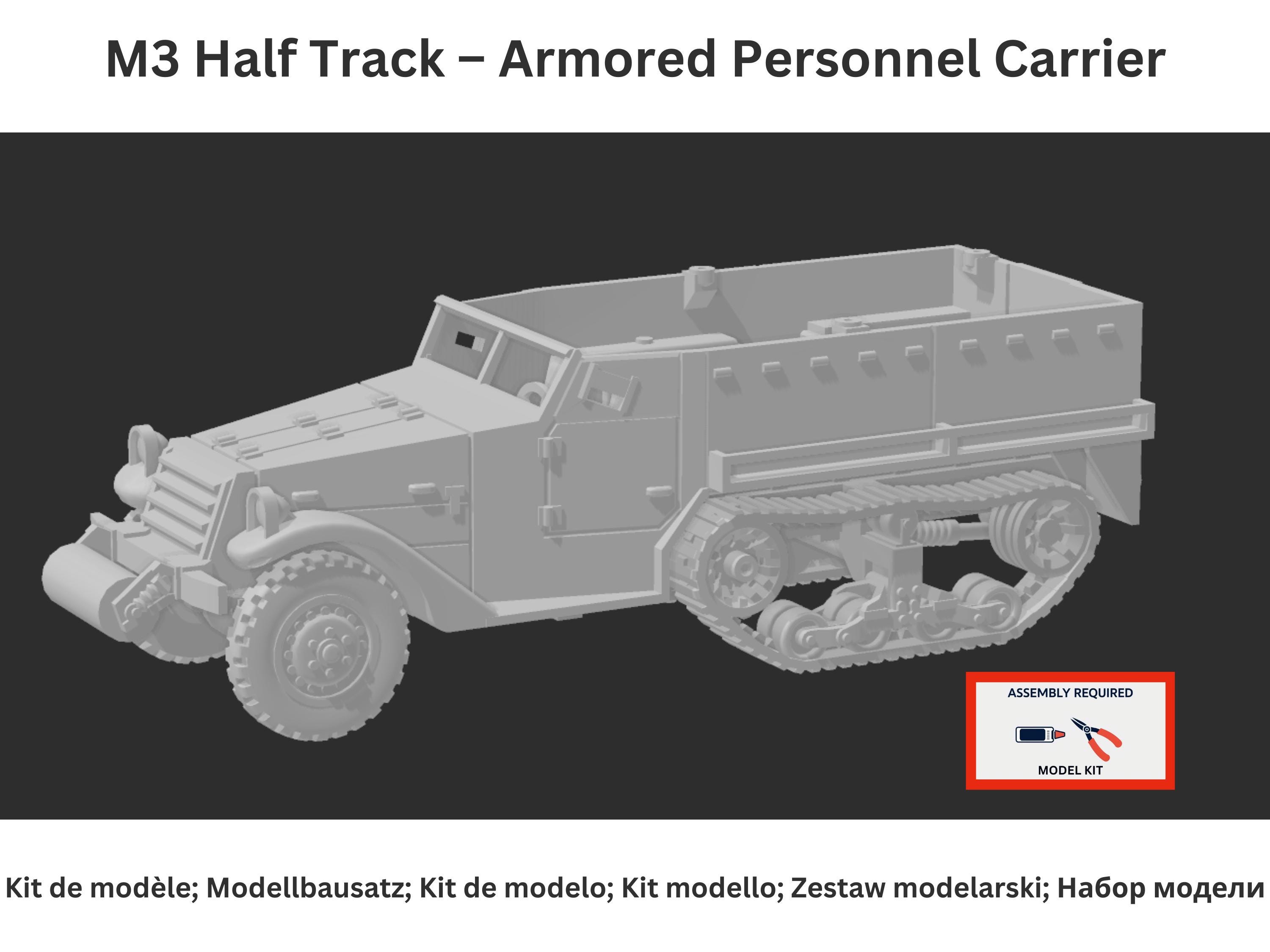 M3 Half Track 3D Printed Armoured Personnel Carrier Model Kit FDM Pla 1 ...