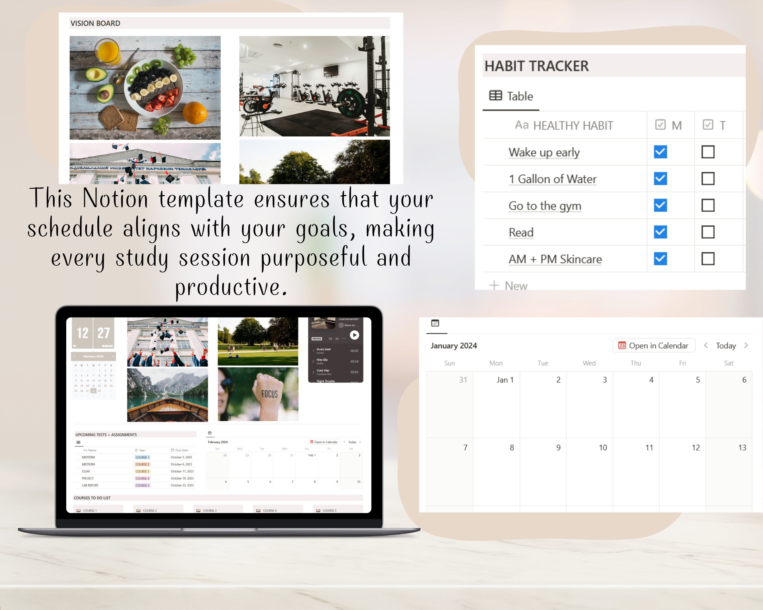 Academic Notion Template Student Planner, Simple All in One College ...
