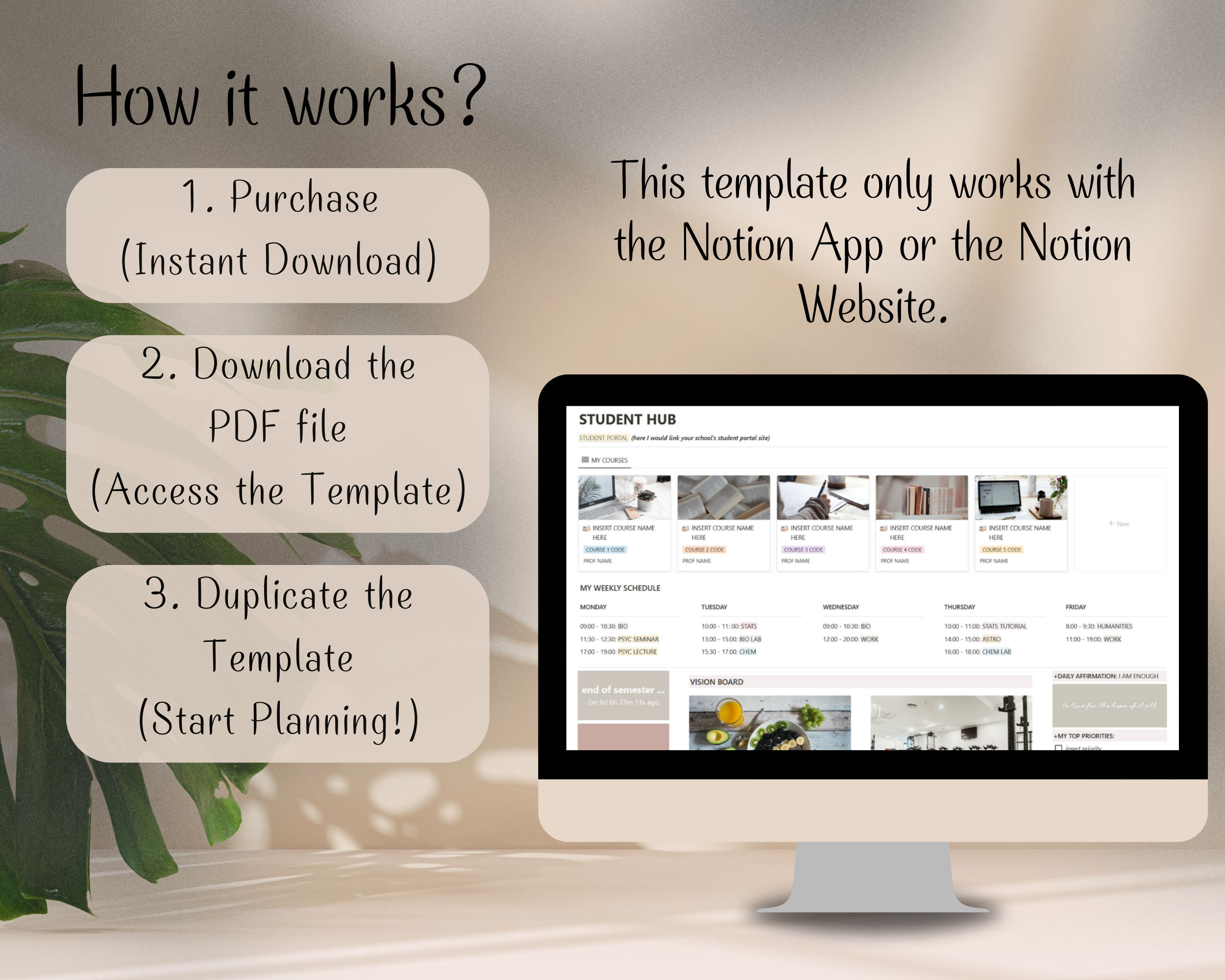 Academic Notion Template Student Planner, Simple All in One College ...