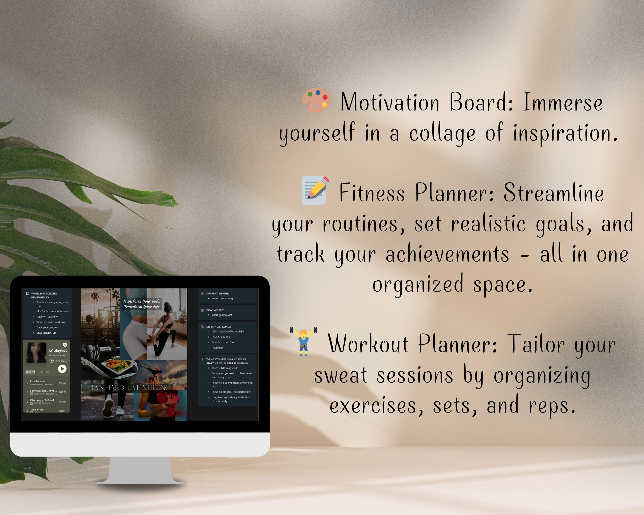 Notion Fitness Planner Minimalist Template Weight Loss Tracker ...