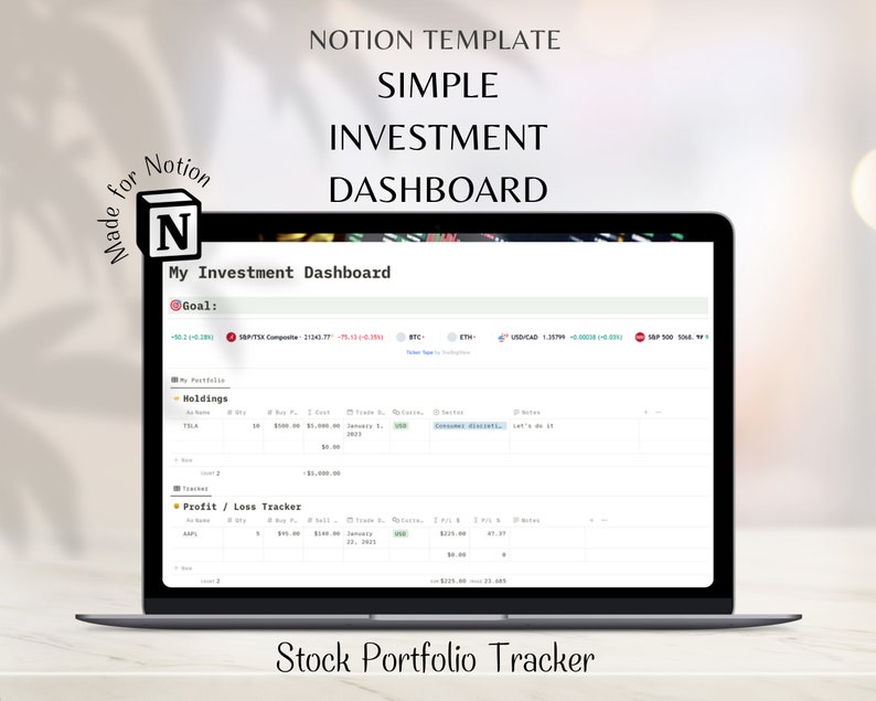 Investment Tracker Notion Template, Simple Investment Dashboard, Stock ...