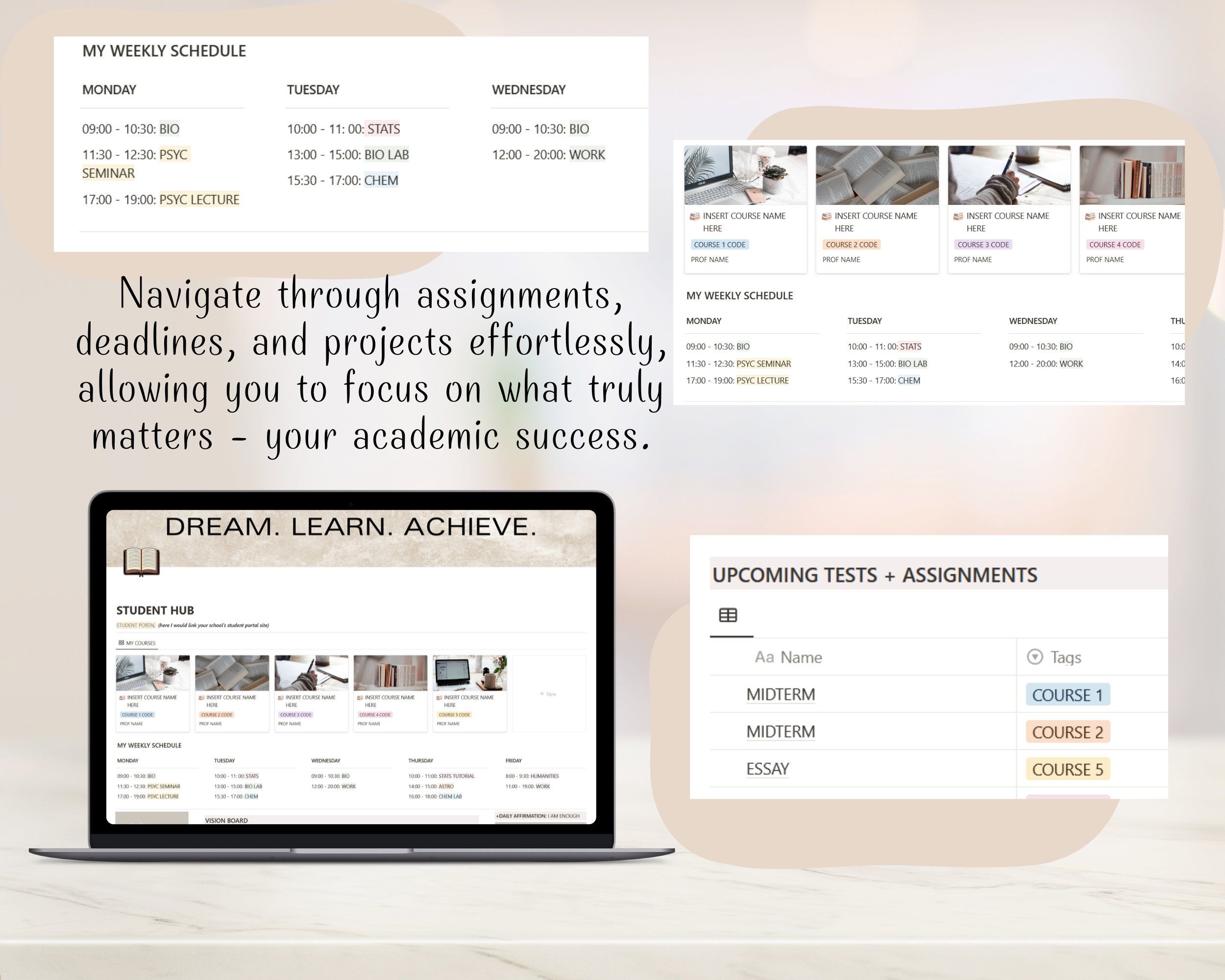 Academic Notion Template Student Planner, Simple All in One College ...