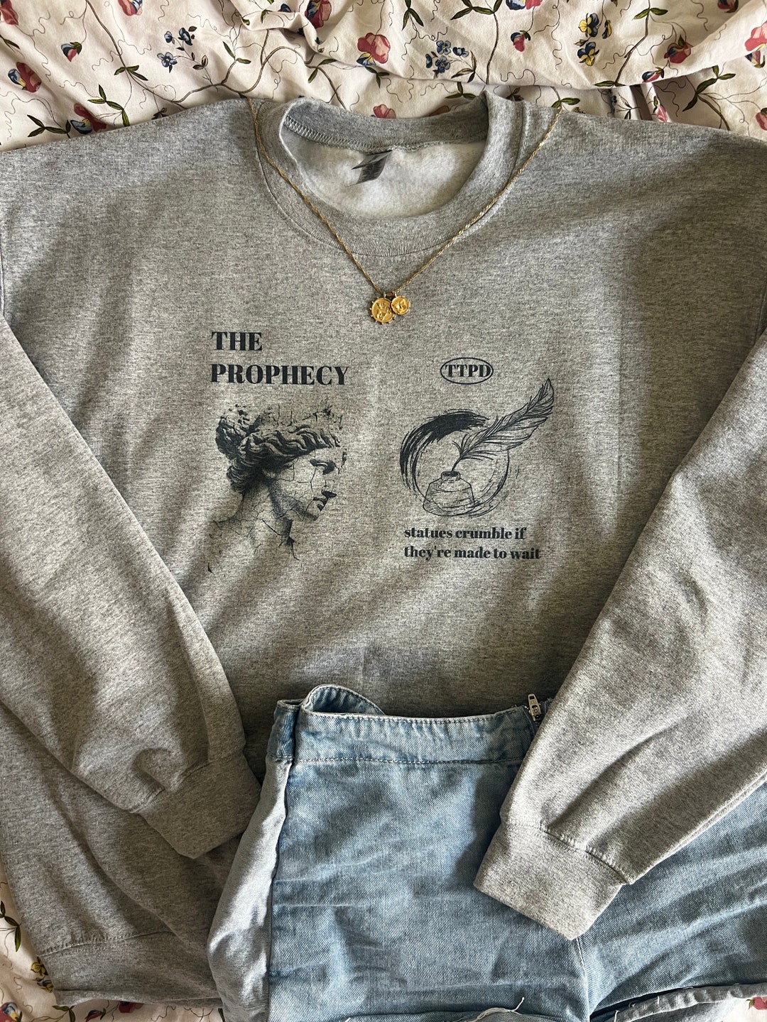 Prophecy Sweater /crewneck Gray/ Tortured Poets / TTPD Taylor Merch ...