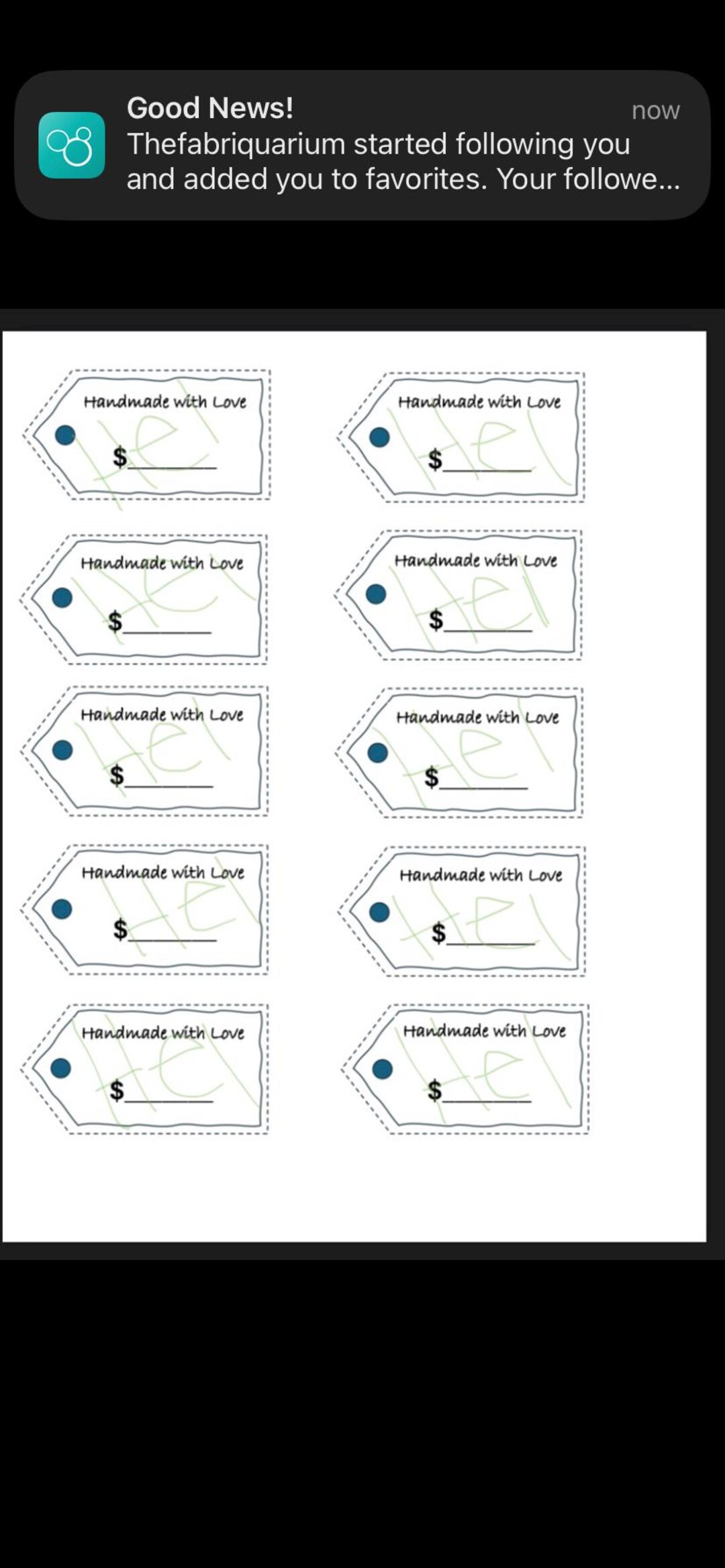 Handmade With Love Price Tags Pdf - Etsy