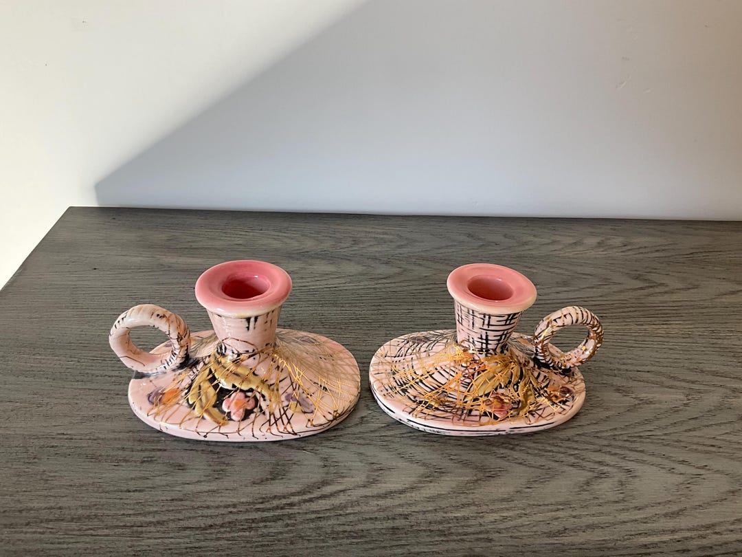 Rare Vintage Hull Pottery Candle Holders Loop Handles - Etsy