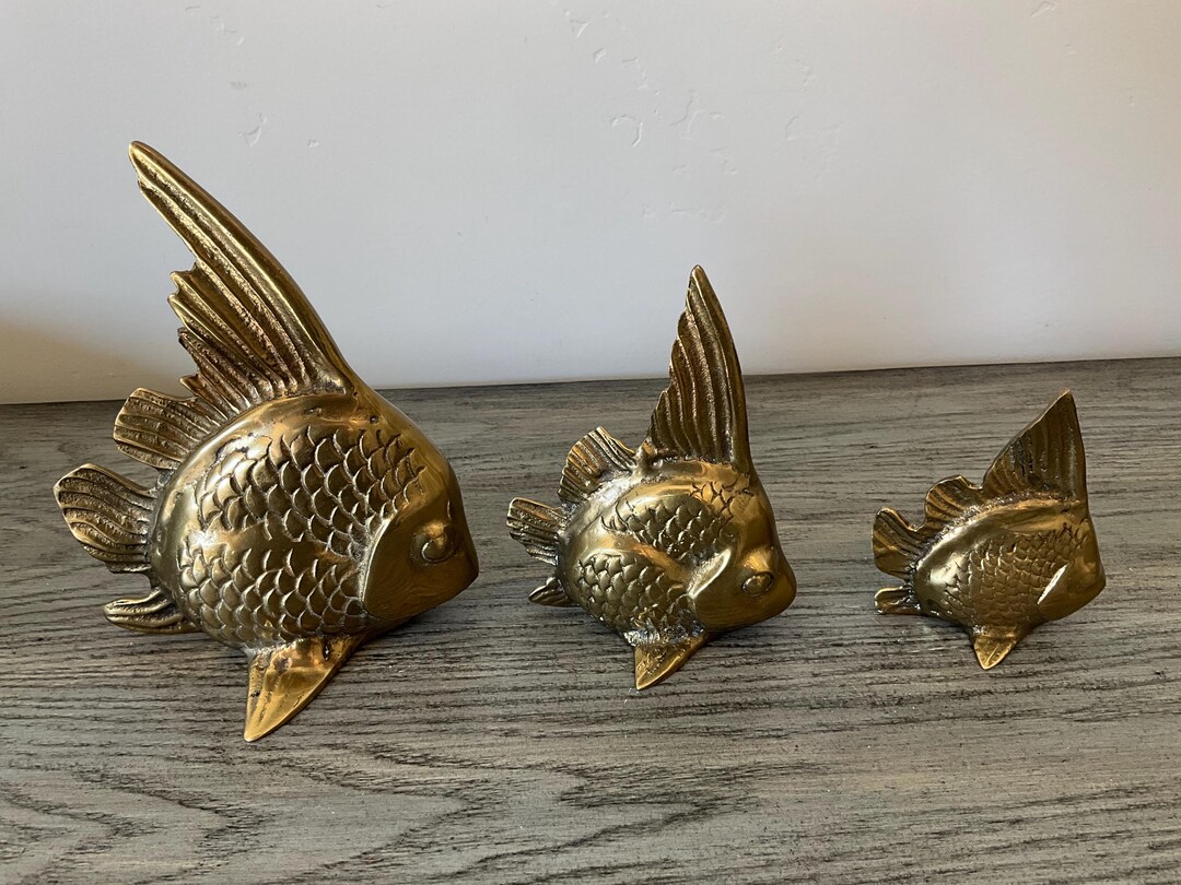 Vintage Solid Brass Angel Fish Set of Three - Etsy