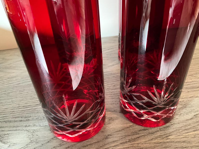 Vintage Hortensia Ruby Red Highball Glasses Set of Four Ruby Red Cut to ...