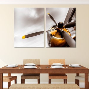 Yellow Accents: Gray Background Propeller Elegance, Propeller Wall Art ...