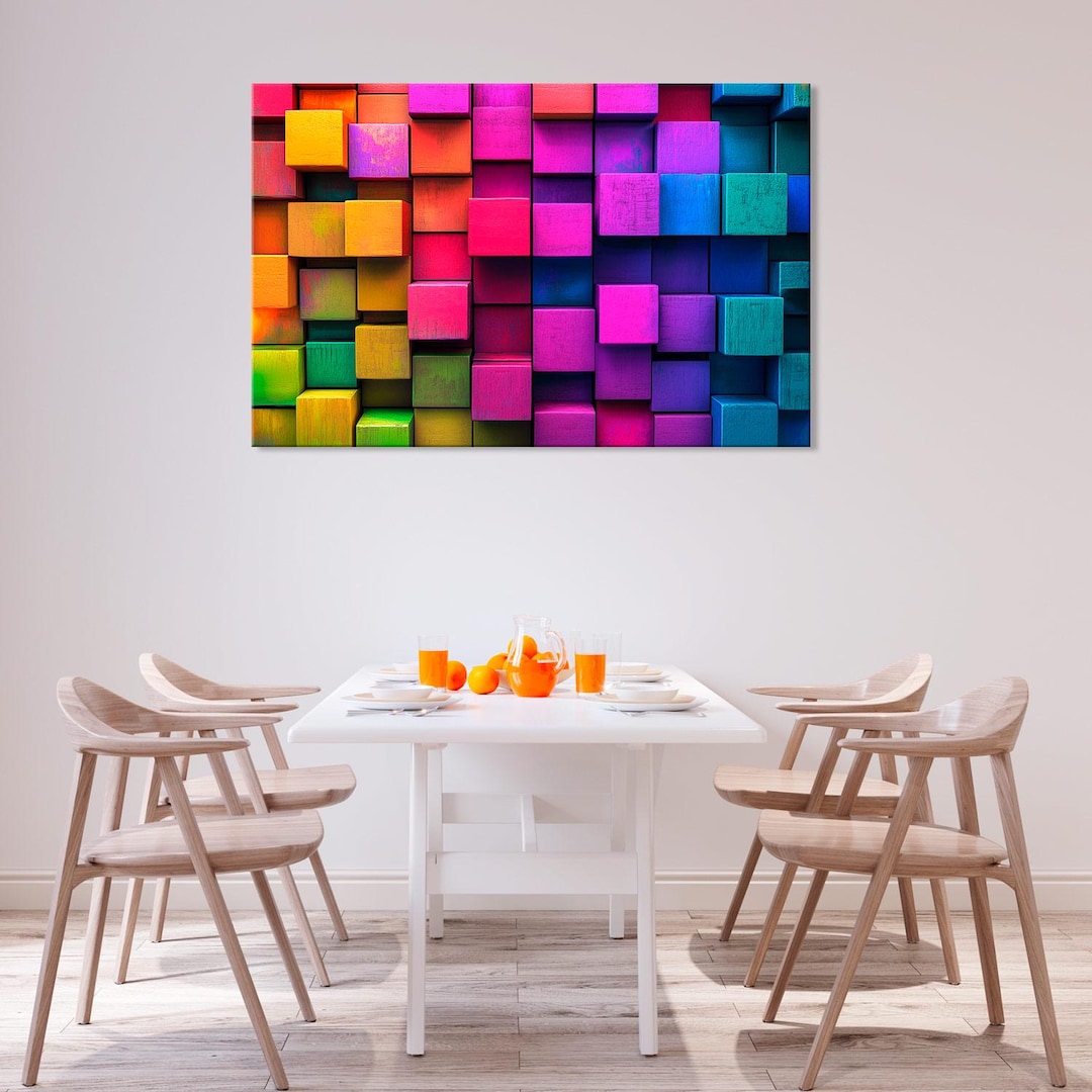 Vibrant 3D Cubes Abstract Art - Etsy