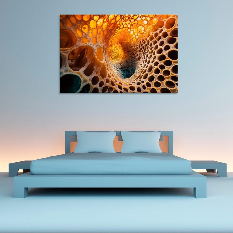Honeycomb Abstract Art Print: Geometric Hexagonal Canvas Wall Decor - Etsy