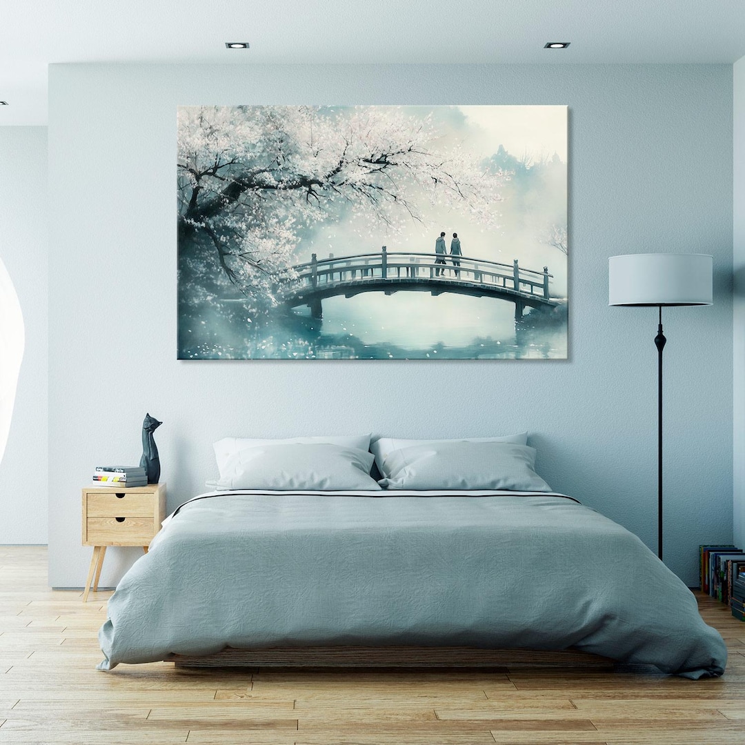 Couple on Bridge Canvas Art Print: Romantic Love Scene Wall Decor - Etsy