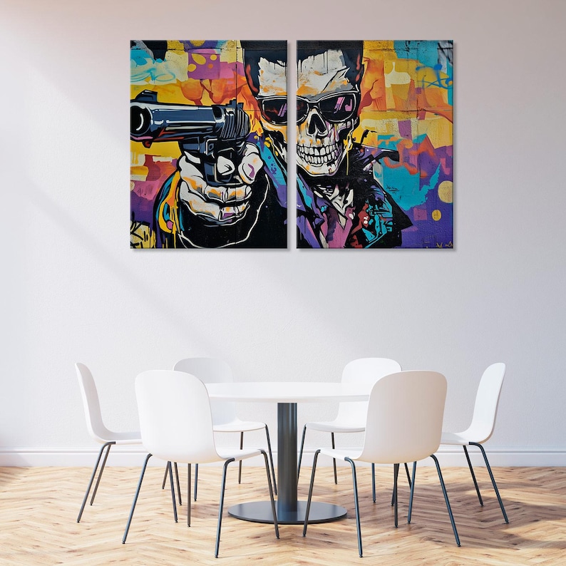 Graffiti Skeleton Art, Armed Skeleton Street Style, Edgy Urban Wall ...