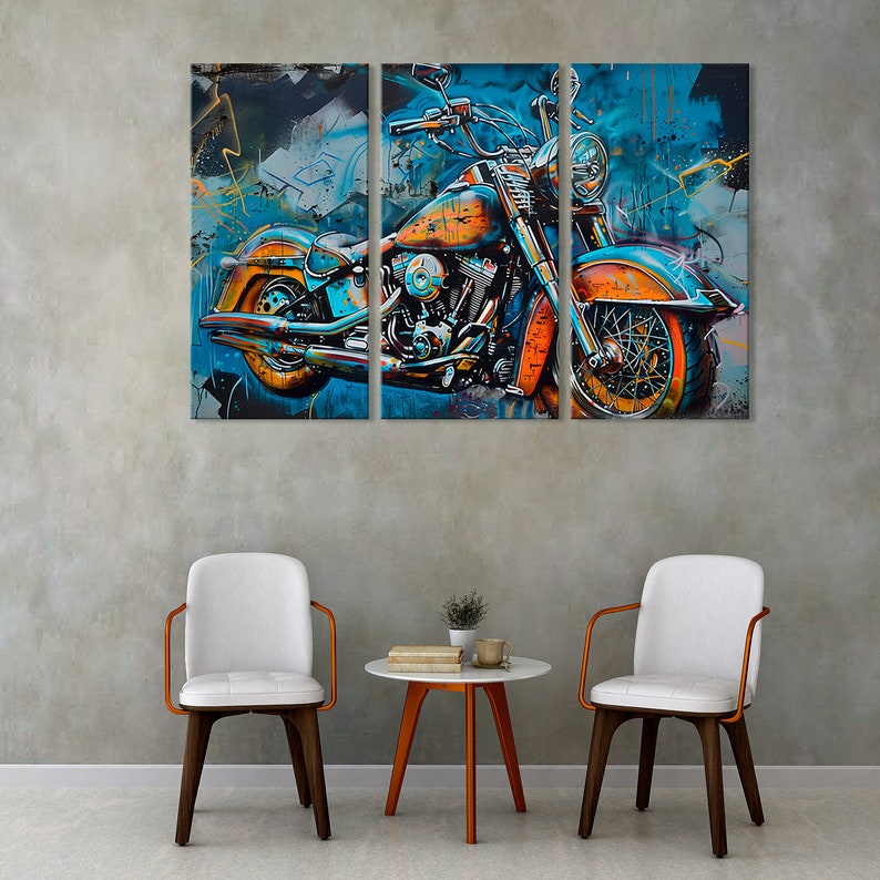 Graffiti Classic Motorcycle Wall Art Print, Graffiti, Street Art, Urban ...