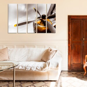 Yellow Accents: Gray Background Propeller Elegance, Propeller Wall Art ...