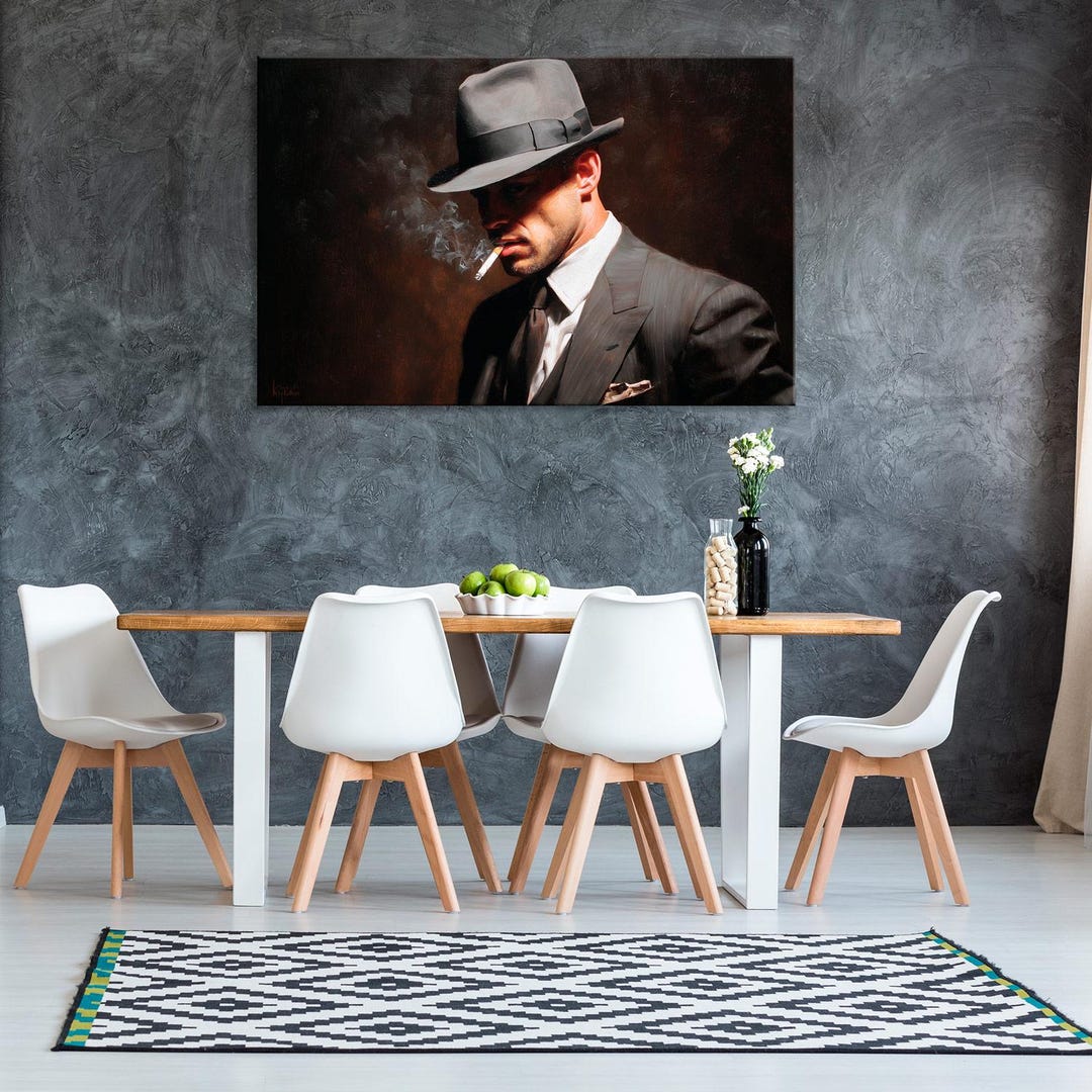 1920s Gangster Wall Art | Classic Noir Mafia Portrait | Vintage Man ...