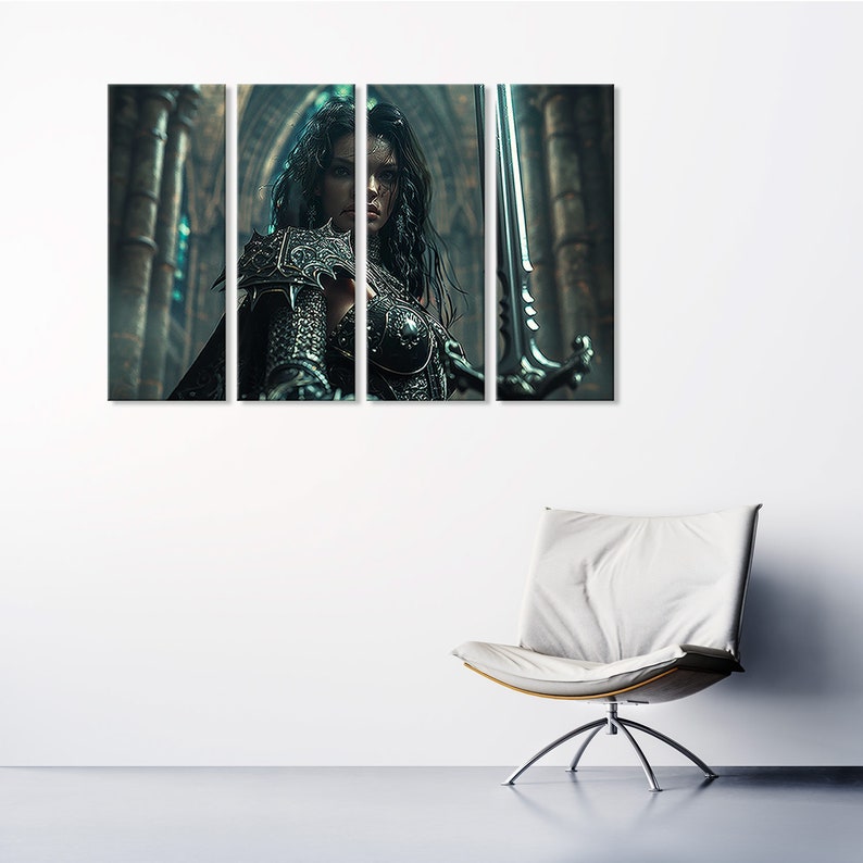 Medieval Warrior Woman, Valkyrie Art Print, Female Knight Tapestry ...