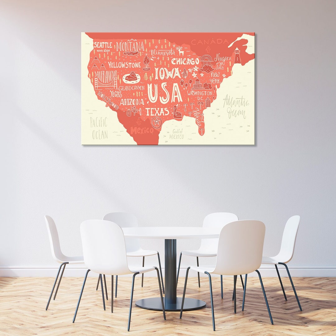 American Symbols Map - Patriotic Landmarks and Icons, USA Symbols ...