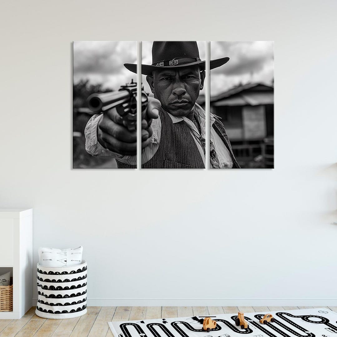 Wild West Standoff – Gritty Cowboy in Black and White - Etsy