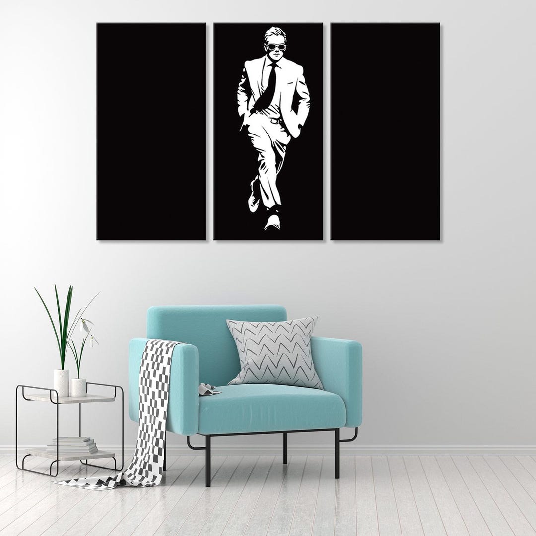 Monochrome Gentleman Canvas Art Print: Modern Man Portrait - Etsy