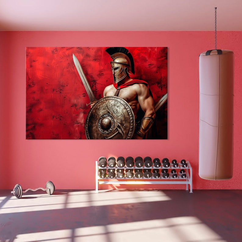 Spartan Warrior Canvas Print, Motivational Wall Art, Athletic Warrior ...