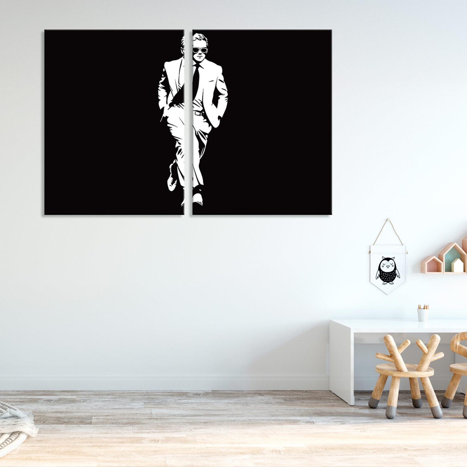 Monochrome Gentleman Canvas Art Print: Modern Man Portrait - Etsy