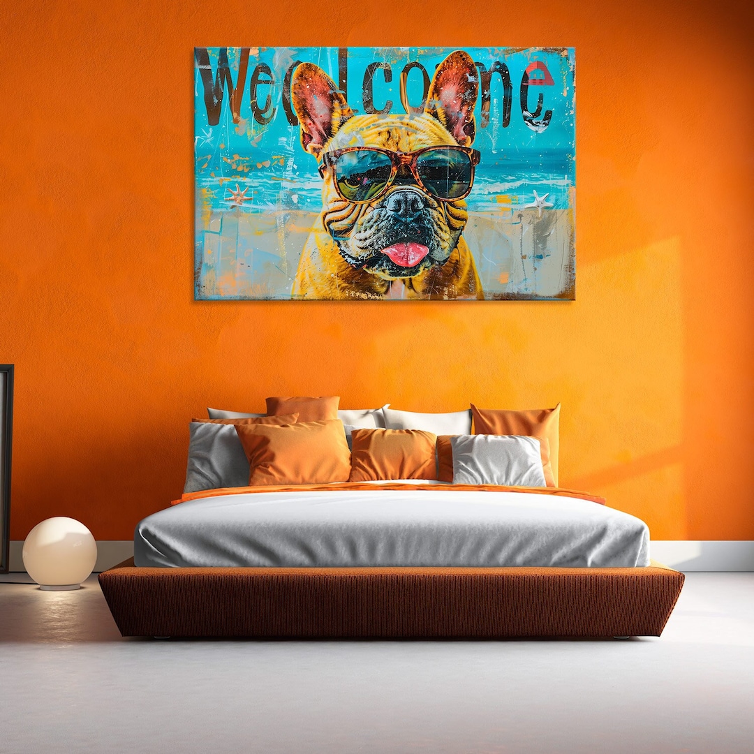 Bulldog Graffiti Glasses, Canine Street Art, Hip Bulldog Mural, Cool ...