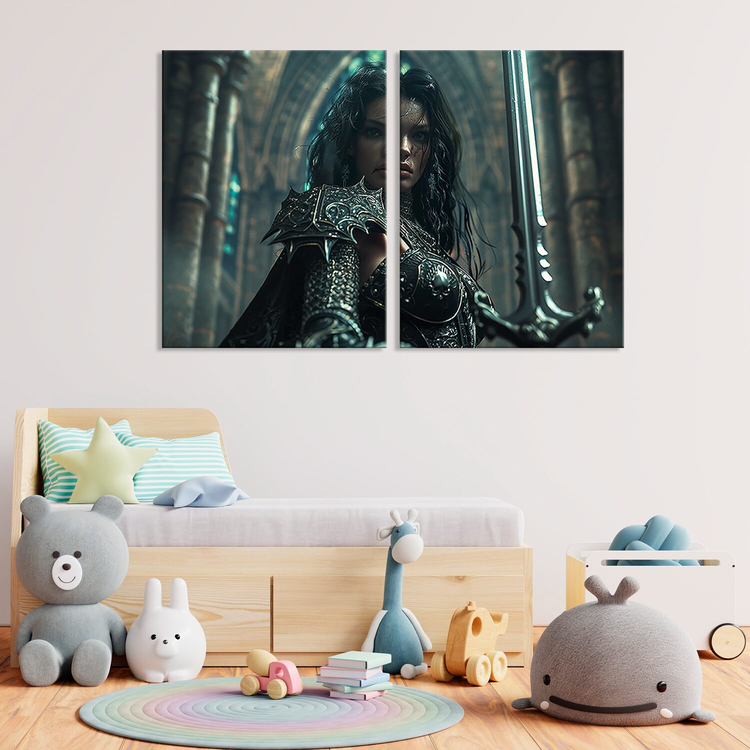 Medieval Warrior Woman, Valkyrie Art Print, Female Knight Tapestry ...