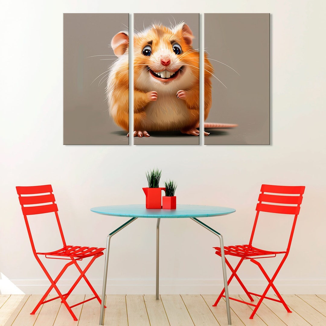 Cartoon Hamster With Big Teeth Canvas Print, Cute Wall Art, Fun Animal ...