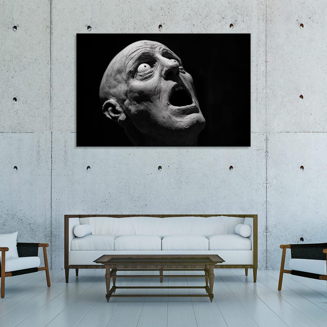 Black and White Horror Expression – Disturbing Face Art - Etsy