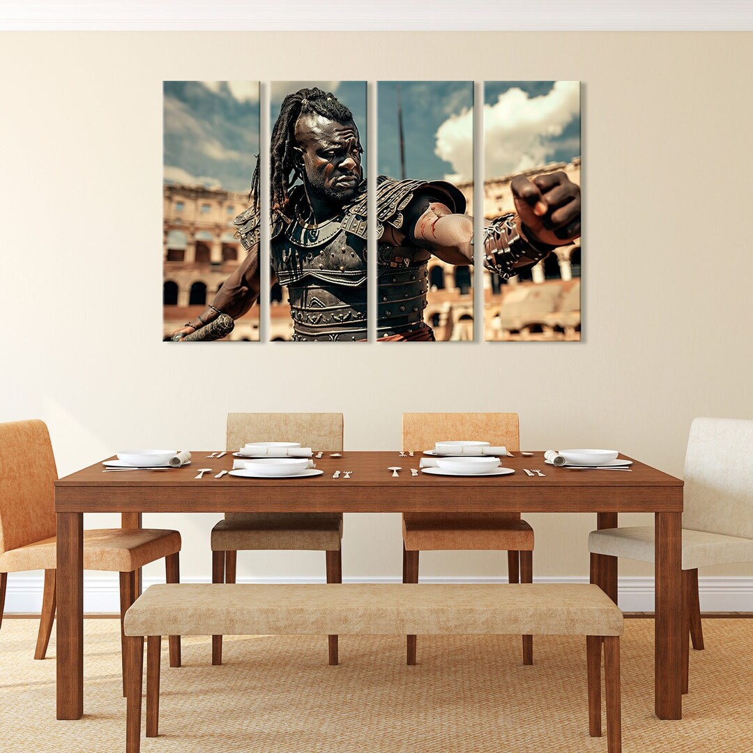 Dark-skinned Gladiator Canvas Art: Ancient Warrior Wall Decor - Etsy