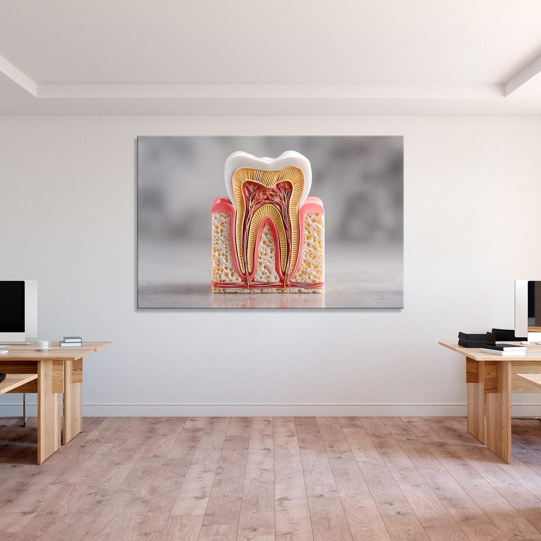 Minimal Tooth Anatomy Art | Modern Dental Wall Decor | Clinic Medical ...