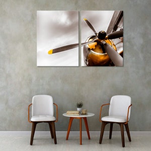 Yellow Accents: Gray Background Propeller Elegance, Propeller Wall Art ...