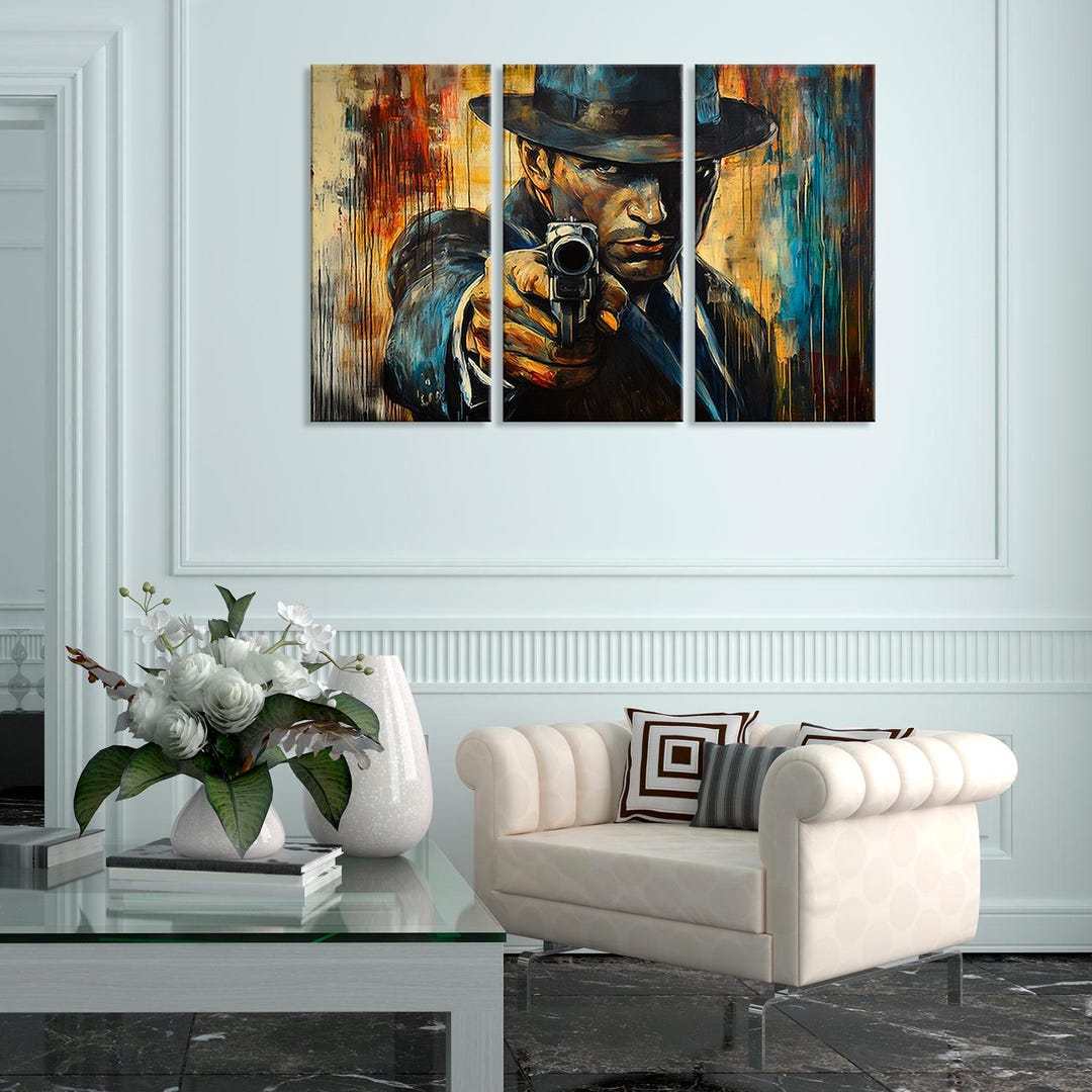 Gangster Style Art Print, Vintage Noir Wall Decor, Retro Crime Scene ...