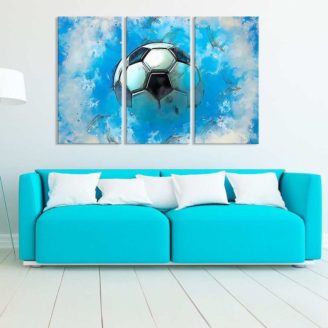 Vintage Football Canvas Art: Blue Sky Sports Decor - Etsy