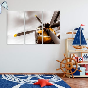 Yellow Accents: Gray Background Propeller Elegance, Propeller Wall Art ...