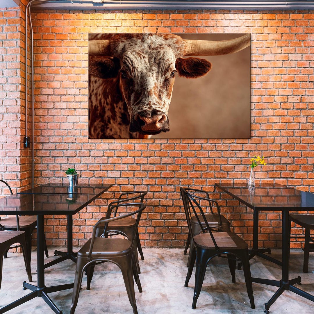 Texas Longhorn Portrait Print | Rustic Modern Western Wall Art ...