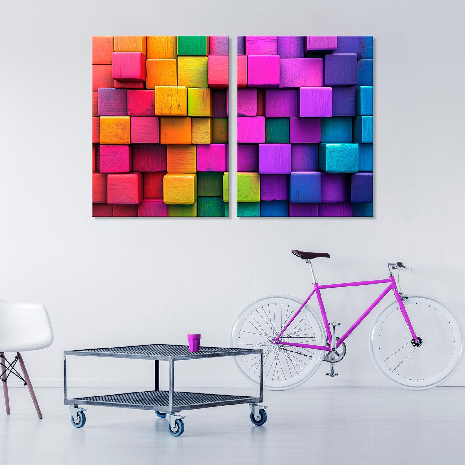 3D Colorful Cubes – Vibrant Geometric Abstract Art - Etsy