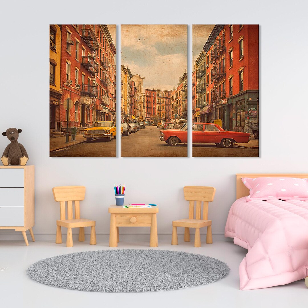 Retro Brooklyn Street Scene – Giclée Canvas Print in Vintage Tones - Etsy