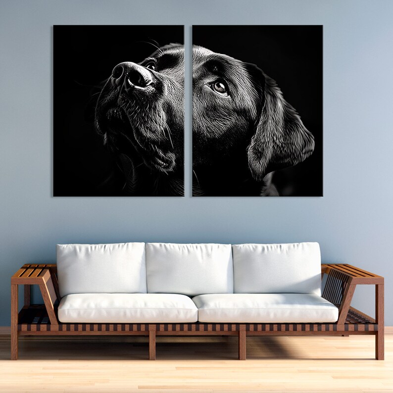 Black Labrador Canvas Print: Elegant Dog Portrait Wall Art - Etsy