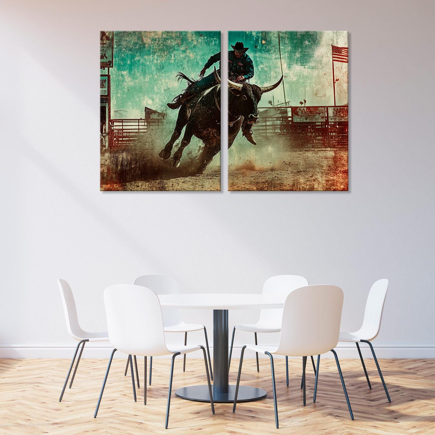 Retro Rodeo Art Print, Vintage Western Cowboy Decor, Rustic Rodeo Wall ...