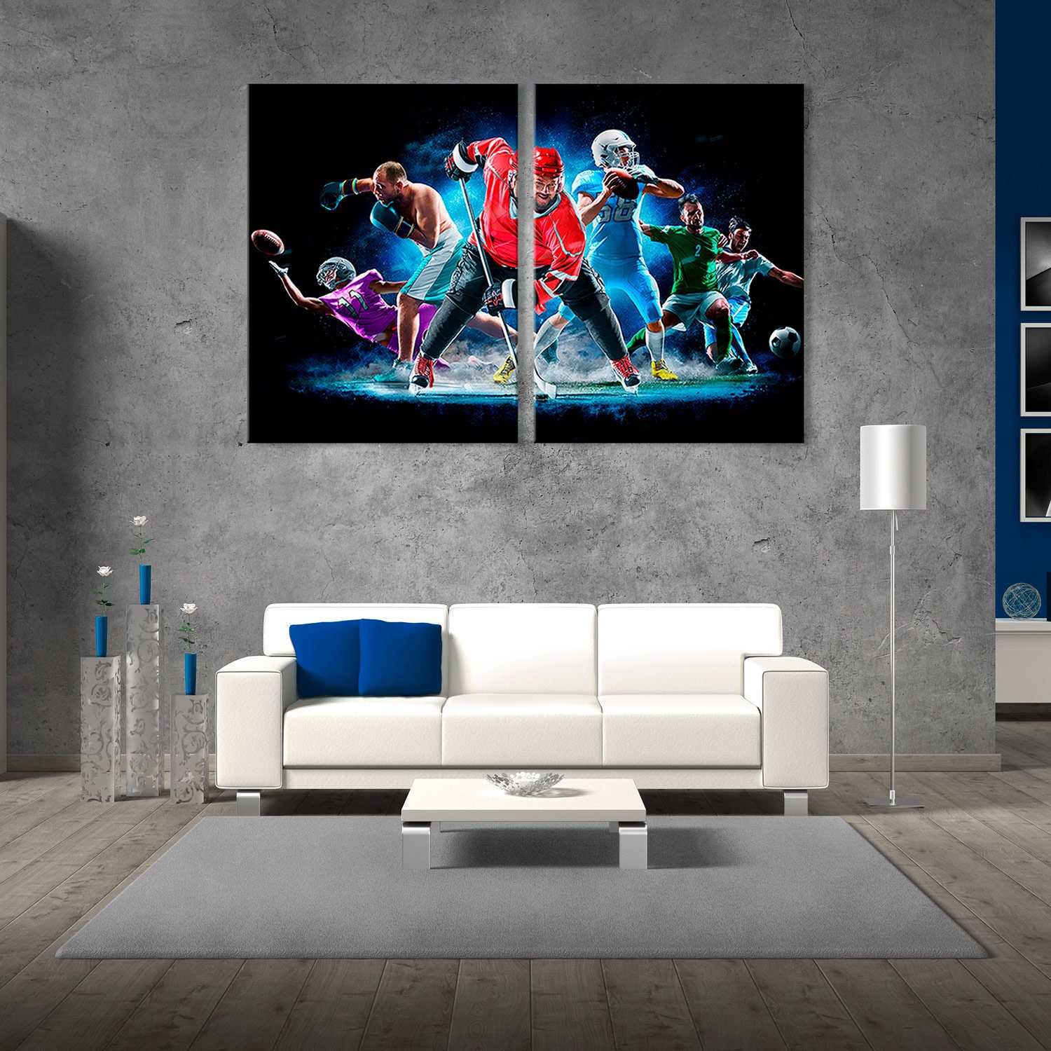 Sports Fusion: Dynamic Art Celebrating Hockey, Football, Boxing, and ...