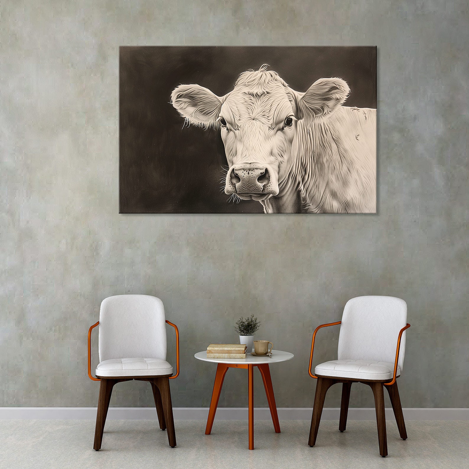 Cow Canvas Print: Rustic Farmhouse Wall Art - Etsy