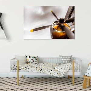 Yellow Accents: Gray Background Propeller Elegance, Propeller Wall Art ...