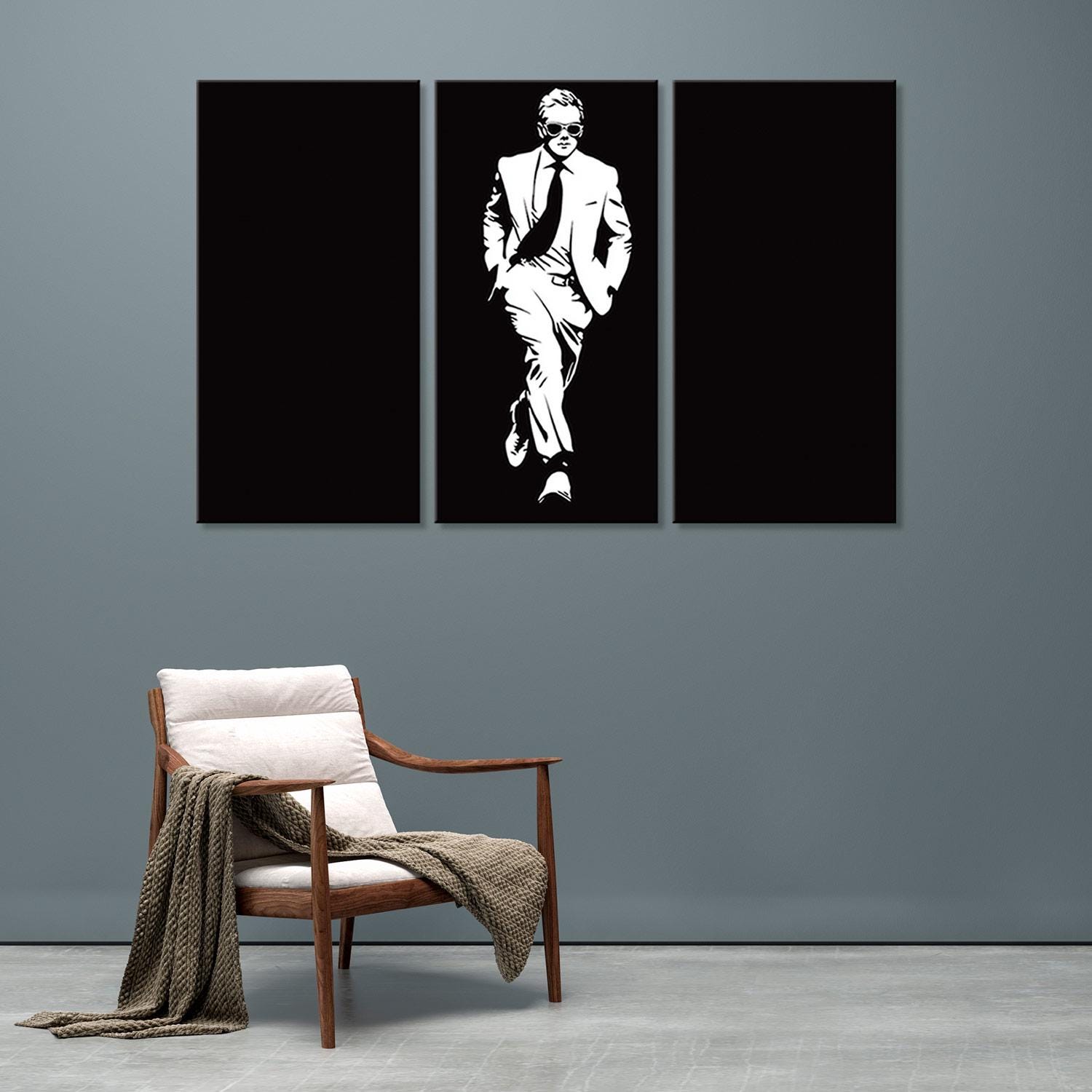Monochrome Gentleman Canvas Art Print: Modern Man Portrait - Etsy