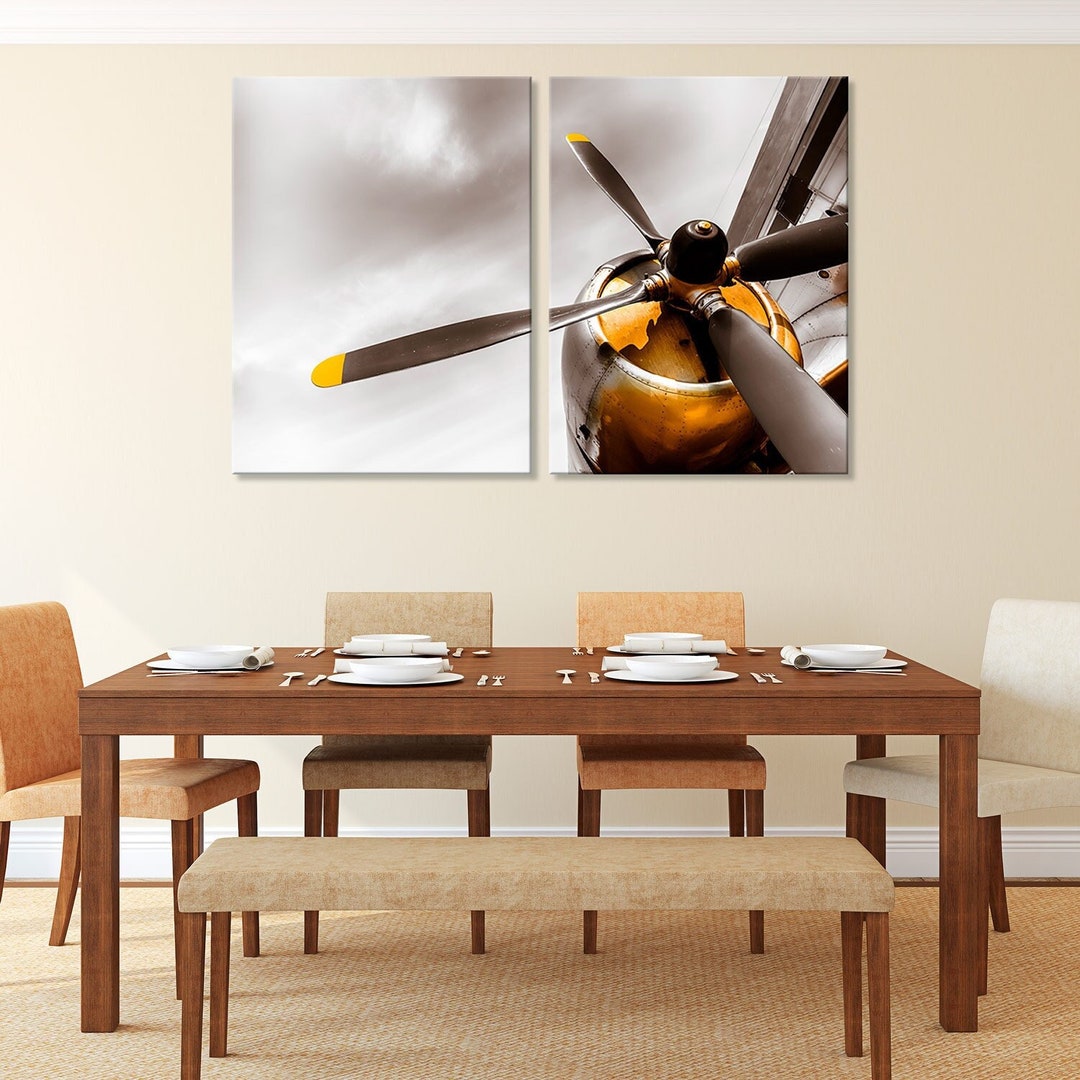 Yellow Accents: Gray Background Propeller Elegance, Propeller Wall Art ...