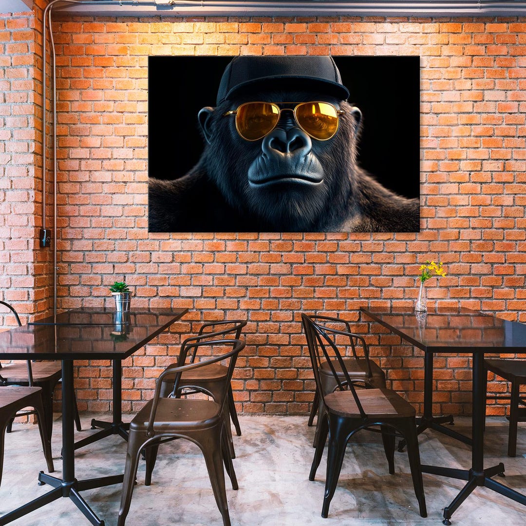 Funky Gorilla in Cap and Shades – Urban Wall Art - Etsy