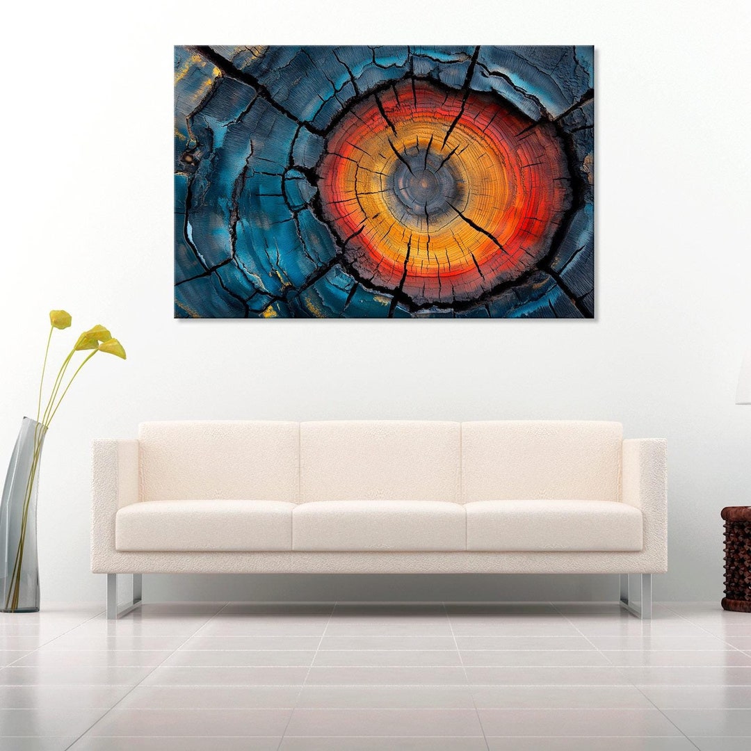 Colorful Tree Rings Art Print, Nature-inspired Abstract Wall Decor ...