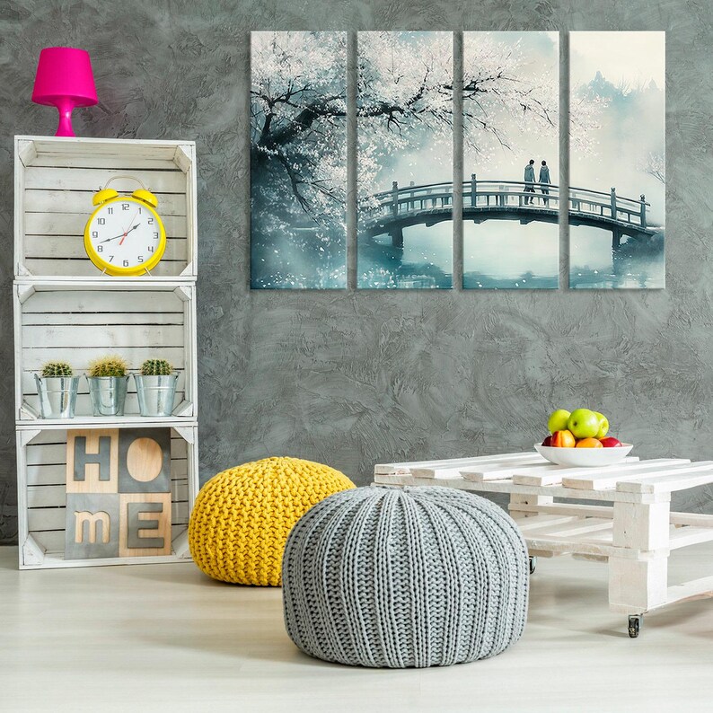 Couple on Bridge Canvas Art Print: Romantic Love Scene Wall Decor - Etsy