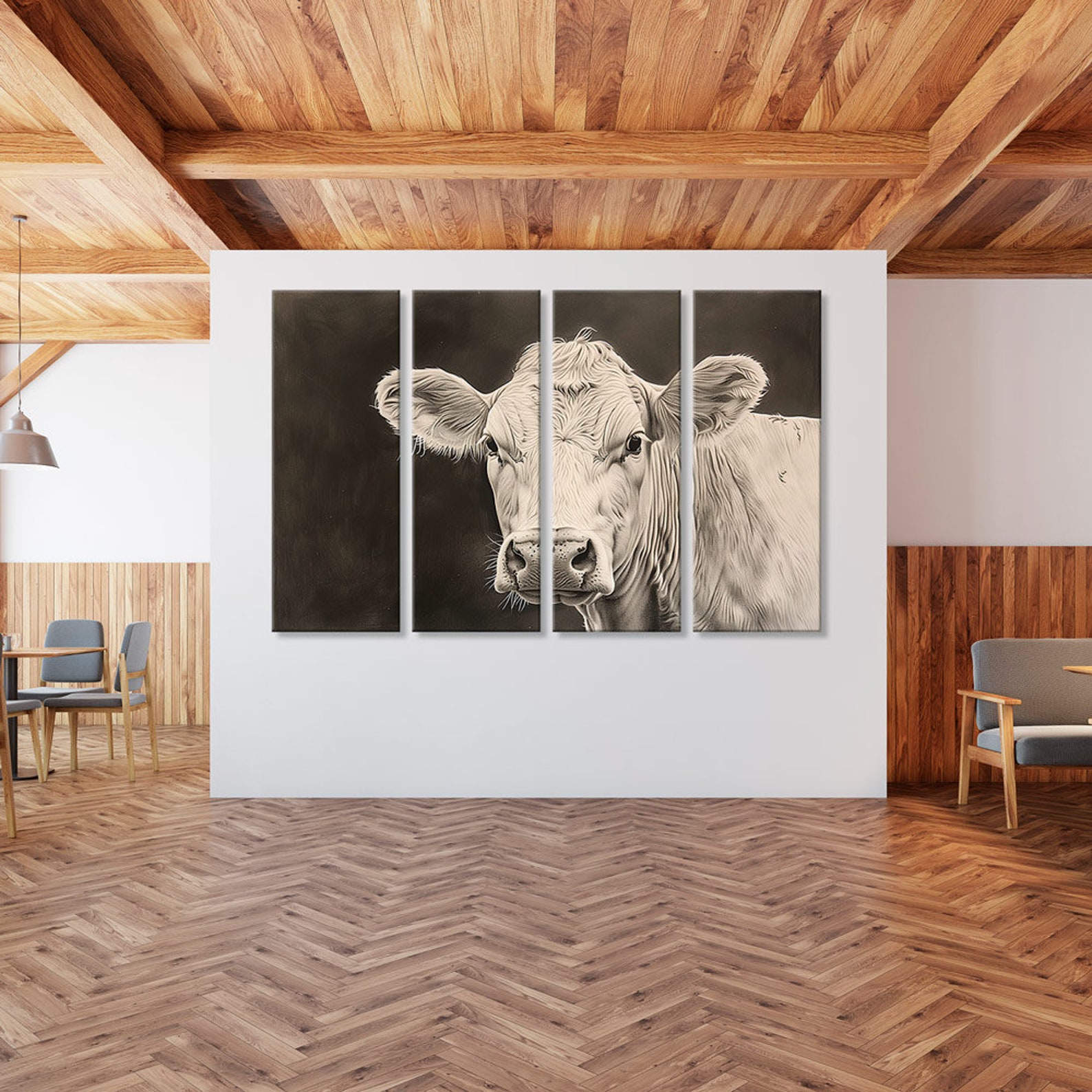Cow Canvas Print: Rustic Farmhouse Wall Art - Etsy